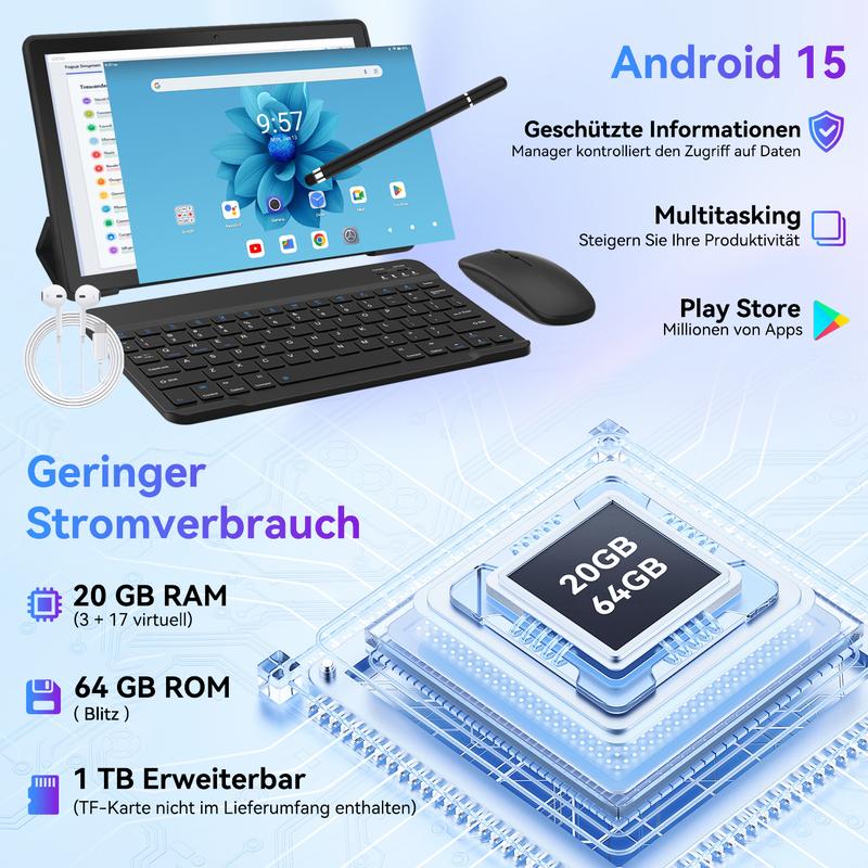 Android 15 10.1-inches2-in-1tablet ,20GBRAM 64GB ROM, 1TB TF ...