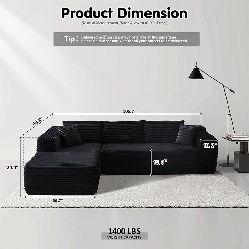 Easy-to-assemble modular sofa, modern modular L-shaped sofa set for ...