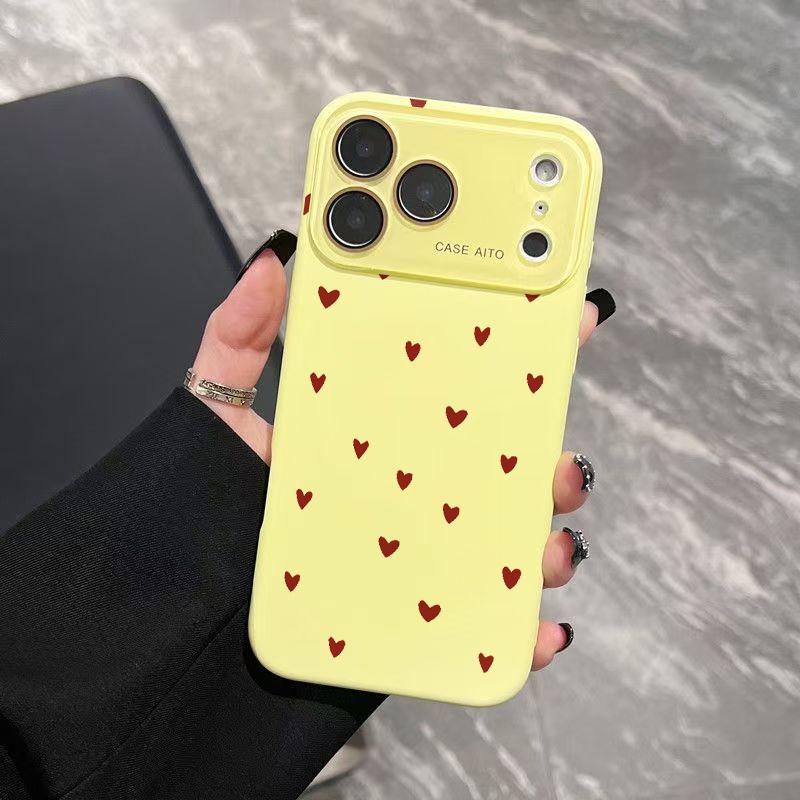 Minimalist loving heart Dopamine Ins Style Solid Color Phone Case with ...