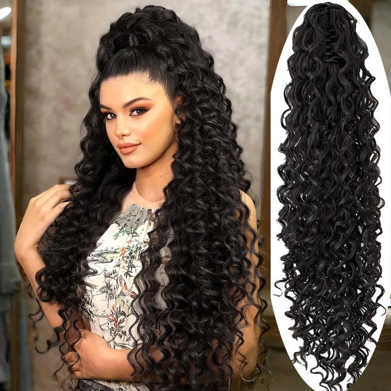 Long Deep Wave Claw Clip Ponytail Extension, Heat-resistant Synthetic ...