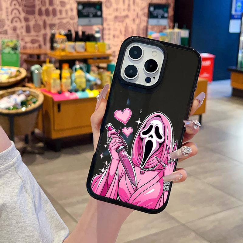 Pink Halloween Scream Pattern phone case, candy anti drop soft case ...