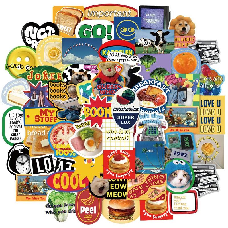 Cute Retro Sticker, 60pcs/set Waterproof Self Adhesive DIY Decor ...