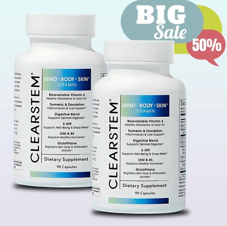 CLEARSTEM-MINDBODYSKIN Hormonal Acne Supplement(5-HTP)-Natural DlM Supplement-Skin Care Vitamins ...