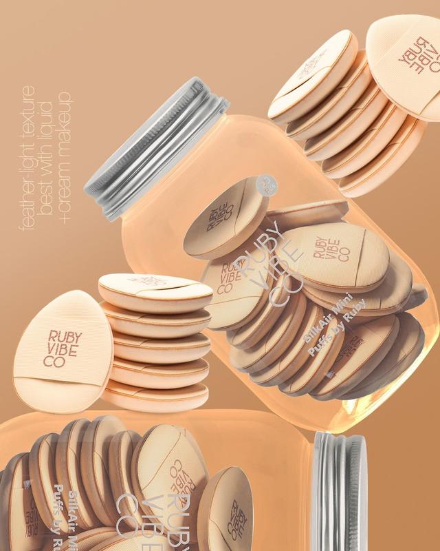 Ruby Vibe Co SilkAir Mini Puffs 20 Pack - Eco-Friendly Latex-Free ...