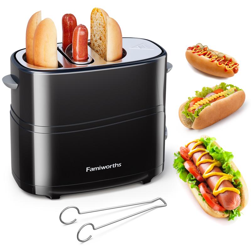 Famiworths Hot Dog and Bun Toaster with Adjustable Settings and Drip ...