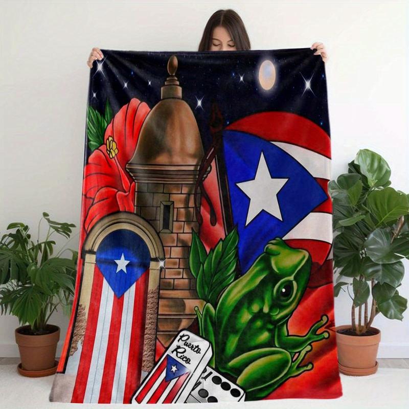 Puerto Rican Frog Theme Flannel Blanket - Soft and Warm All-Season ...
