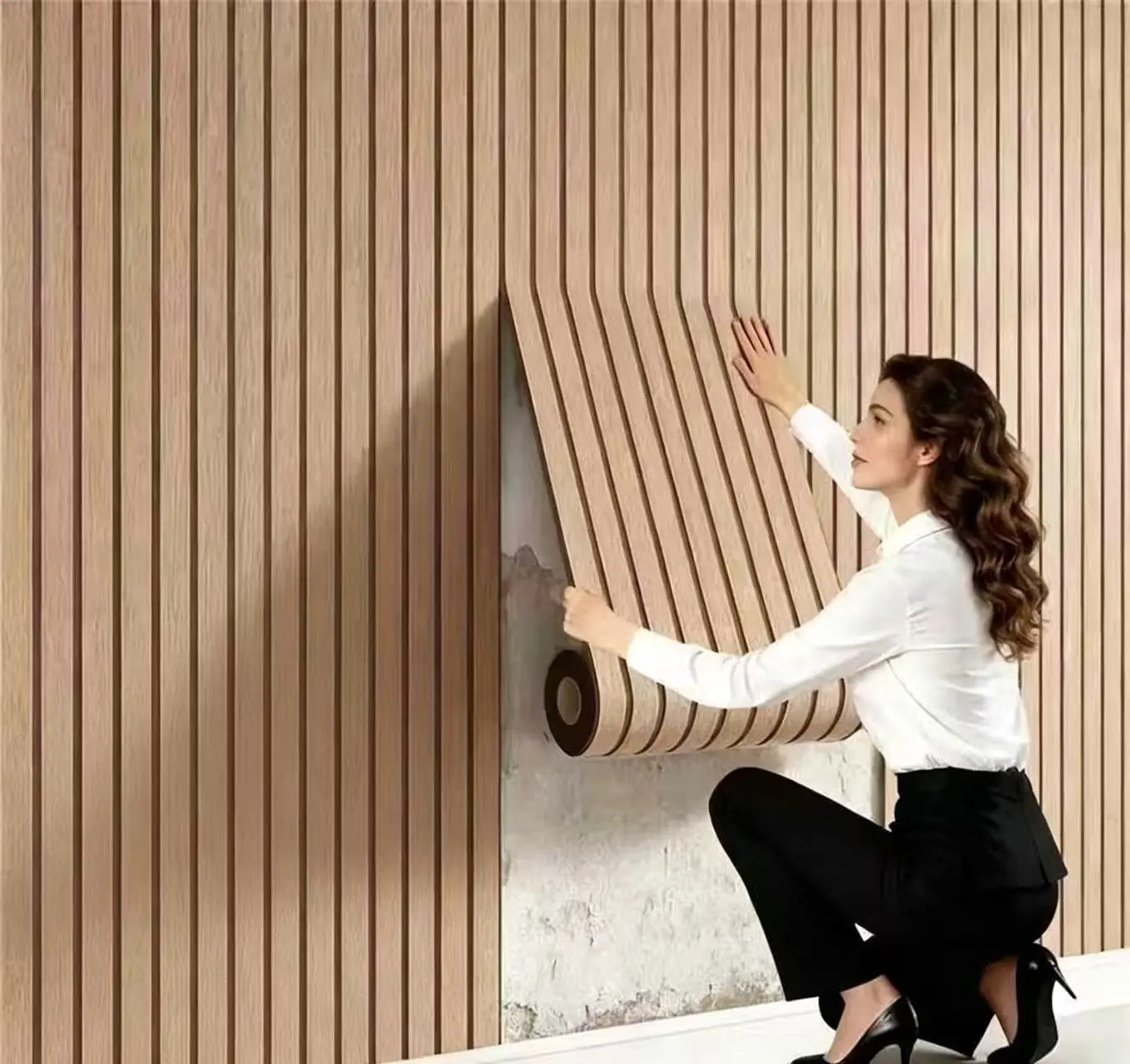 3D Grooved Wood Grain Self-Adhesive Easy to Apply Wallpaper, Versatile ...