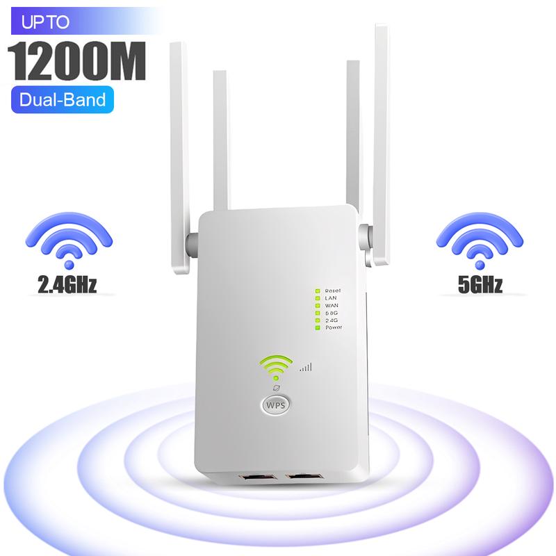 Advanced WiFi Extender 2025, 1200Mbps Dual Band (5GHz/2.4GHz) Signal ...