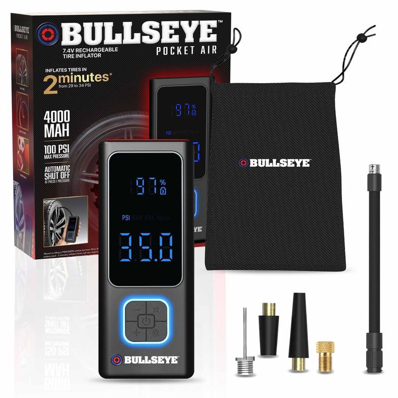Pocket Air Car Tire Inflator Portable Air Compressor by Bullseye Pro ...
