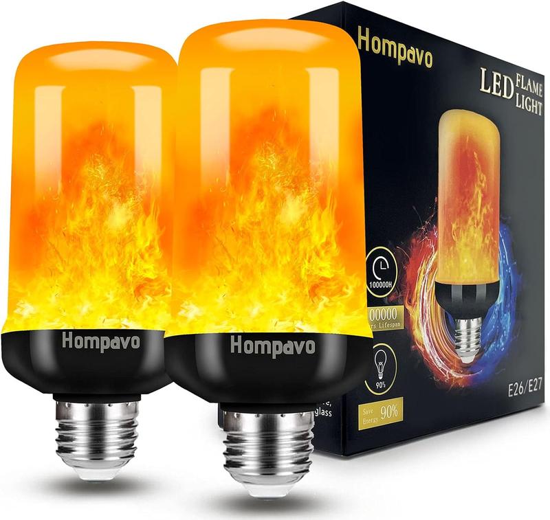 Hompavo 【Upgraded】 LED Flame Light Bulbs, 4 Modes Flickering Light ...