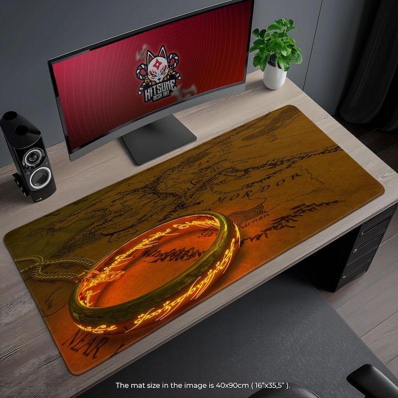 Lord of the Rings Middle-Earth Map Mouse Pad - One Ring Gaming Desk Mat ...