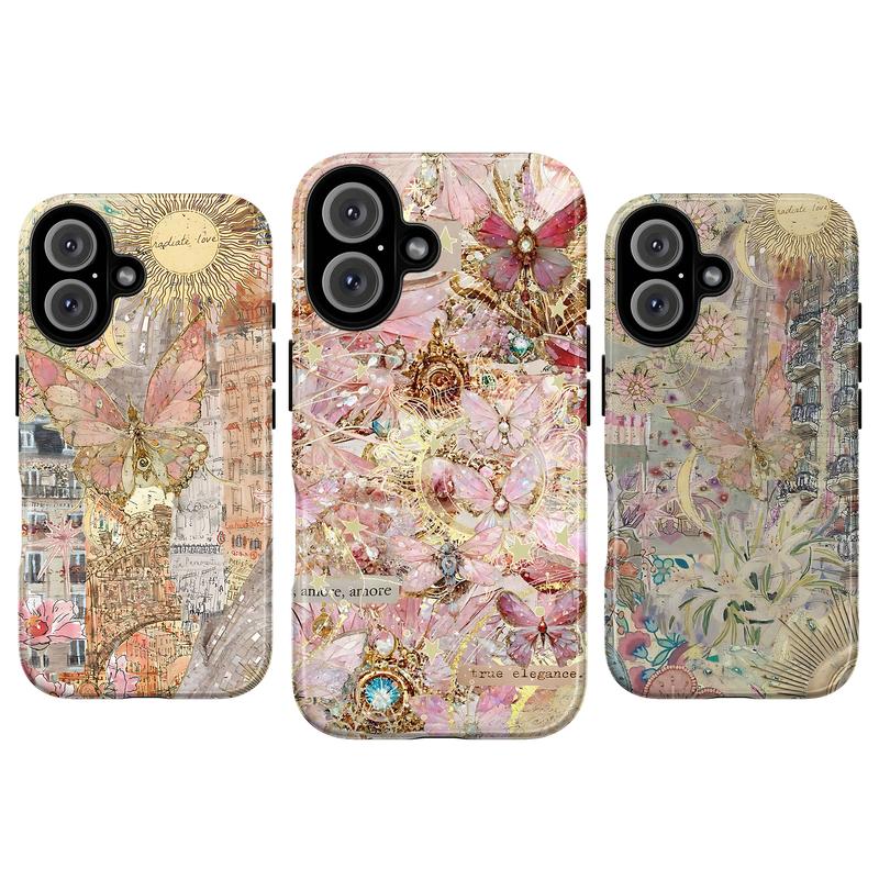 Fairycore Butterfly & Jewel Phone Case for iPhone 17 16 15 14 13 12 11 ...