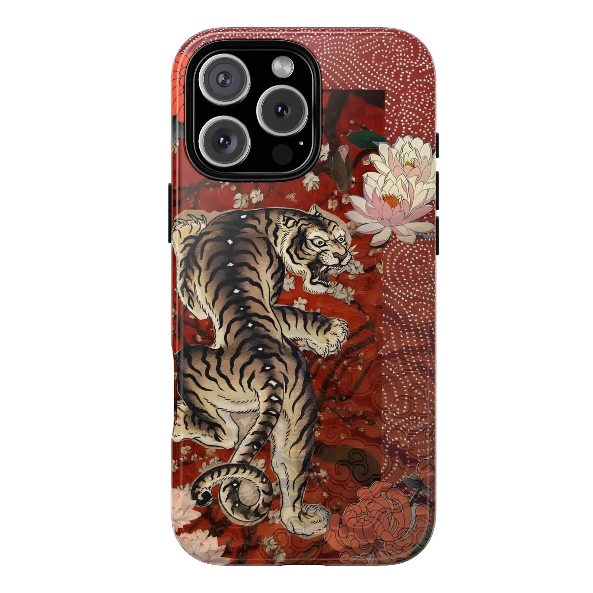 Vintage Chinese Tigers Phone Case, Cute Tiger Collage, Japanese ...