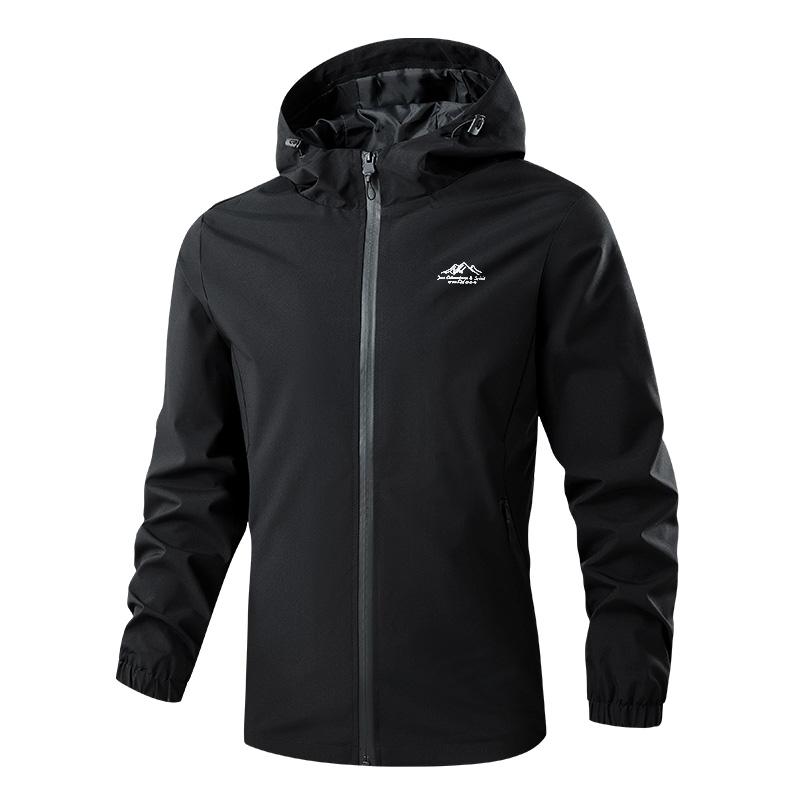 "Men's Solid Color Hooded Jacket | Mountain Logo Design, Suitable for ...