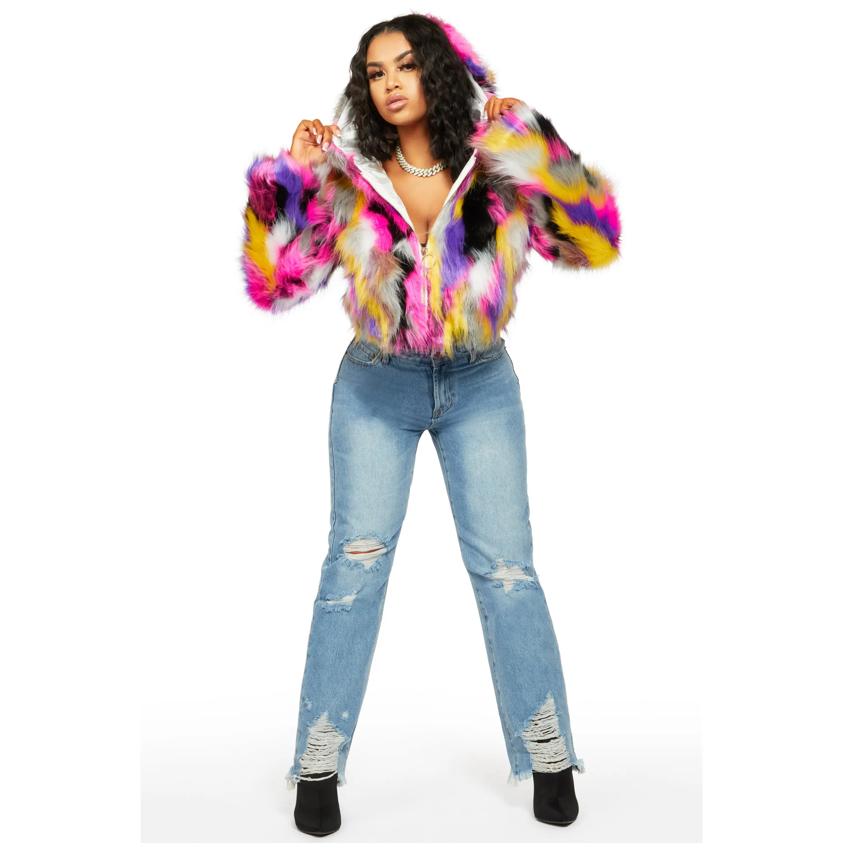 Wild Child Multi Fur Jacket - TikTok Shop