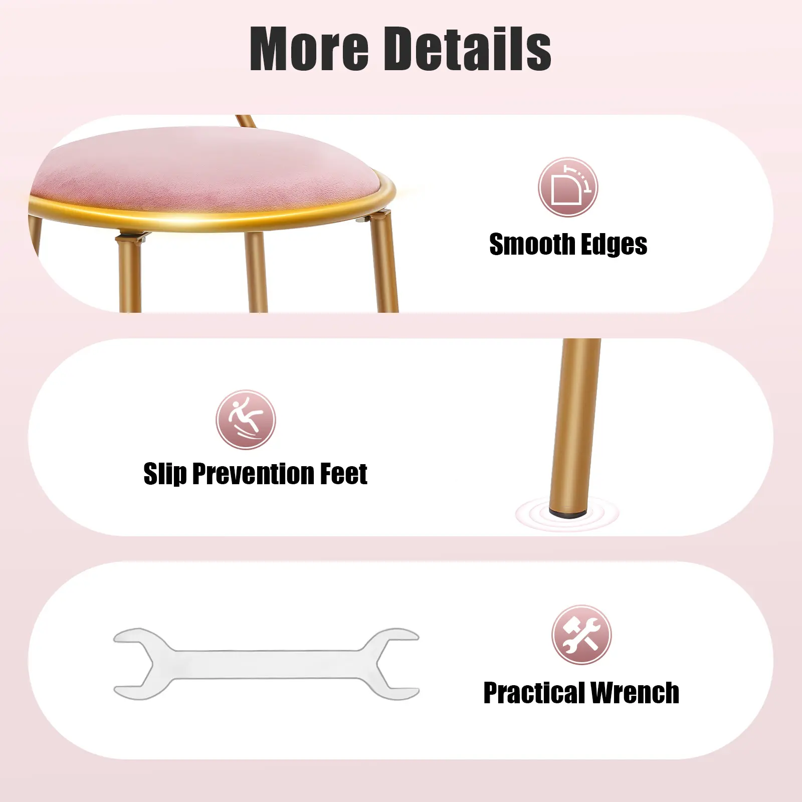 CNCEST Girly Style Butterfly Backrest Chair Deep Pink Velvet Stool with ...