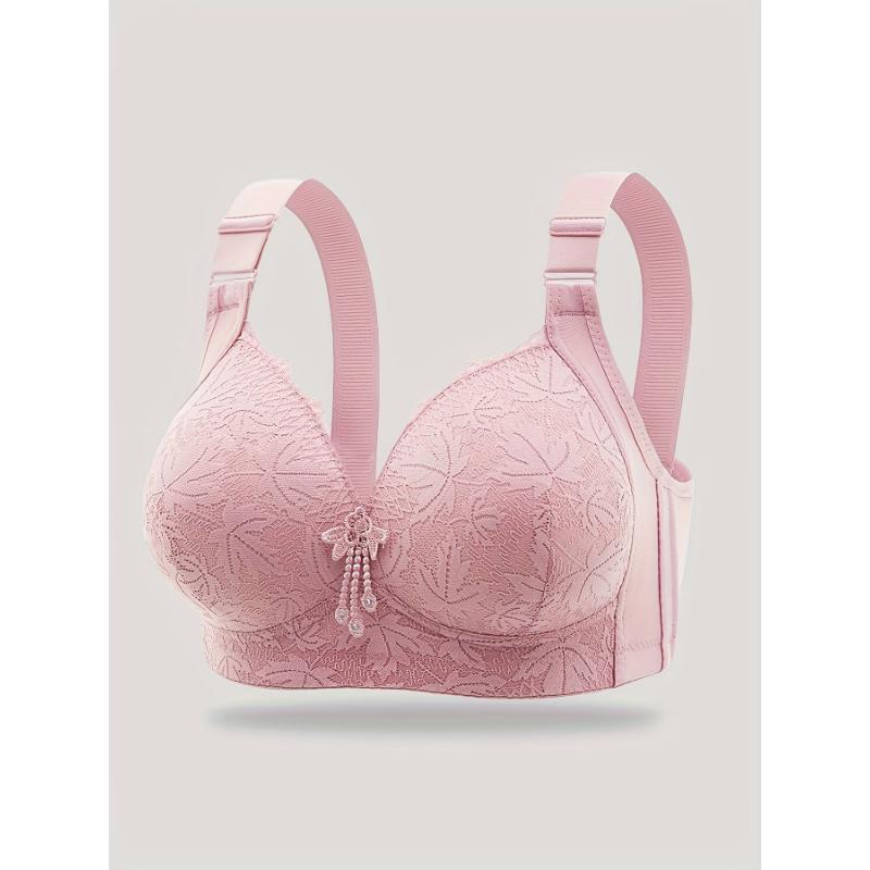 women 5pcs Adjustable Comfort Fit Push-Up Bras ral Lace Pattern, V-Neck ...