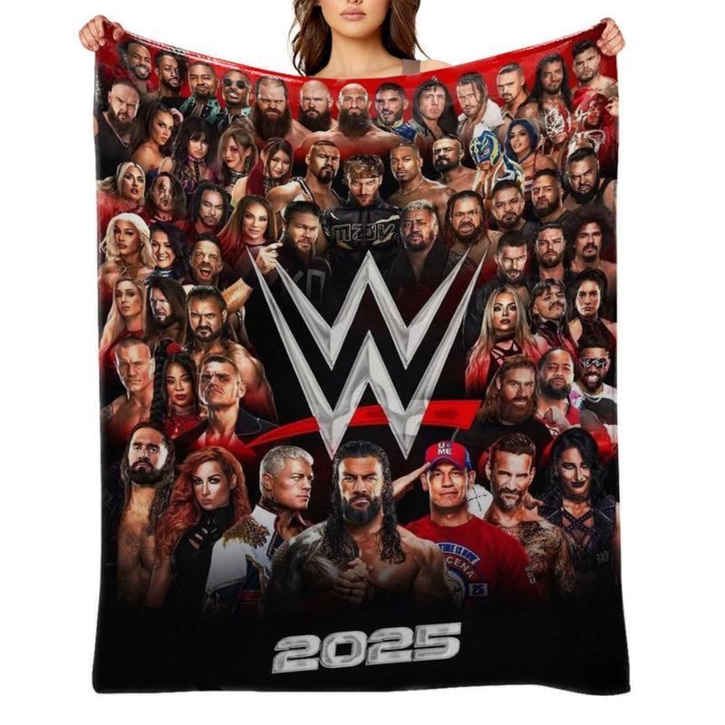 W-WWE Flannel Blanket, Portable Nap Blanket For All Seasons, Warm Multi ...