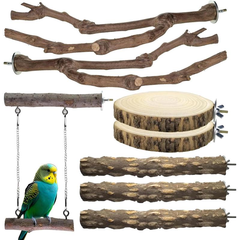 8pcs Natural Bird Perches for Cage, 5.9\u201C Small Wood Bird Perch for ...