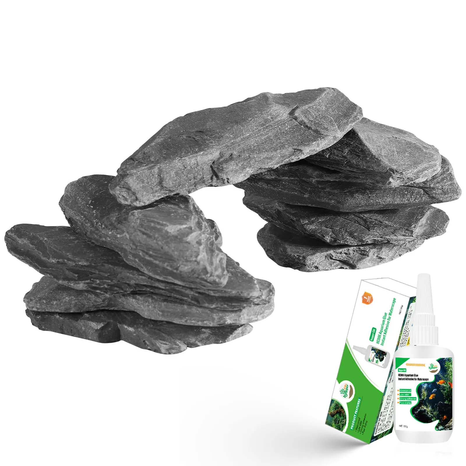 Natural Slate Stone Rocks with Special Liquid Glue, Mix of Rocks 3-6 ...