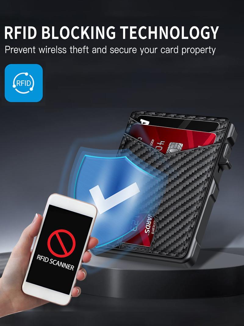 Men's Minimalist Bifold Wallet with AirTag Slot & RFID - Pop-Up Holder ...
