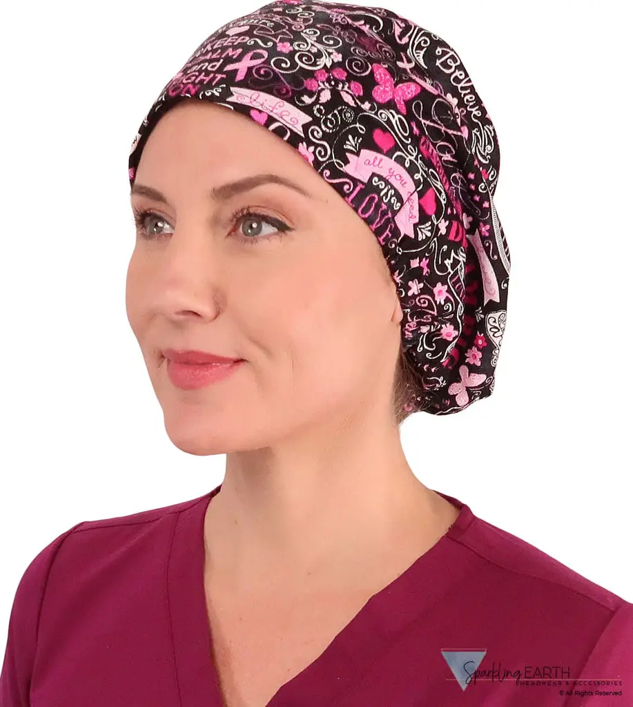 Euro Style Riley Scrub Cap - American Made - Pink Ribbon Collage ...