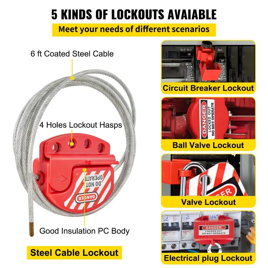 fathersdaygift VEVOR 43 PCS Lockout Tagout Kits, Electrical Safety Loto ...