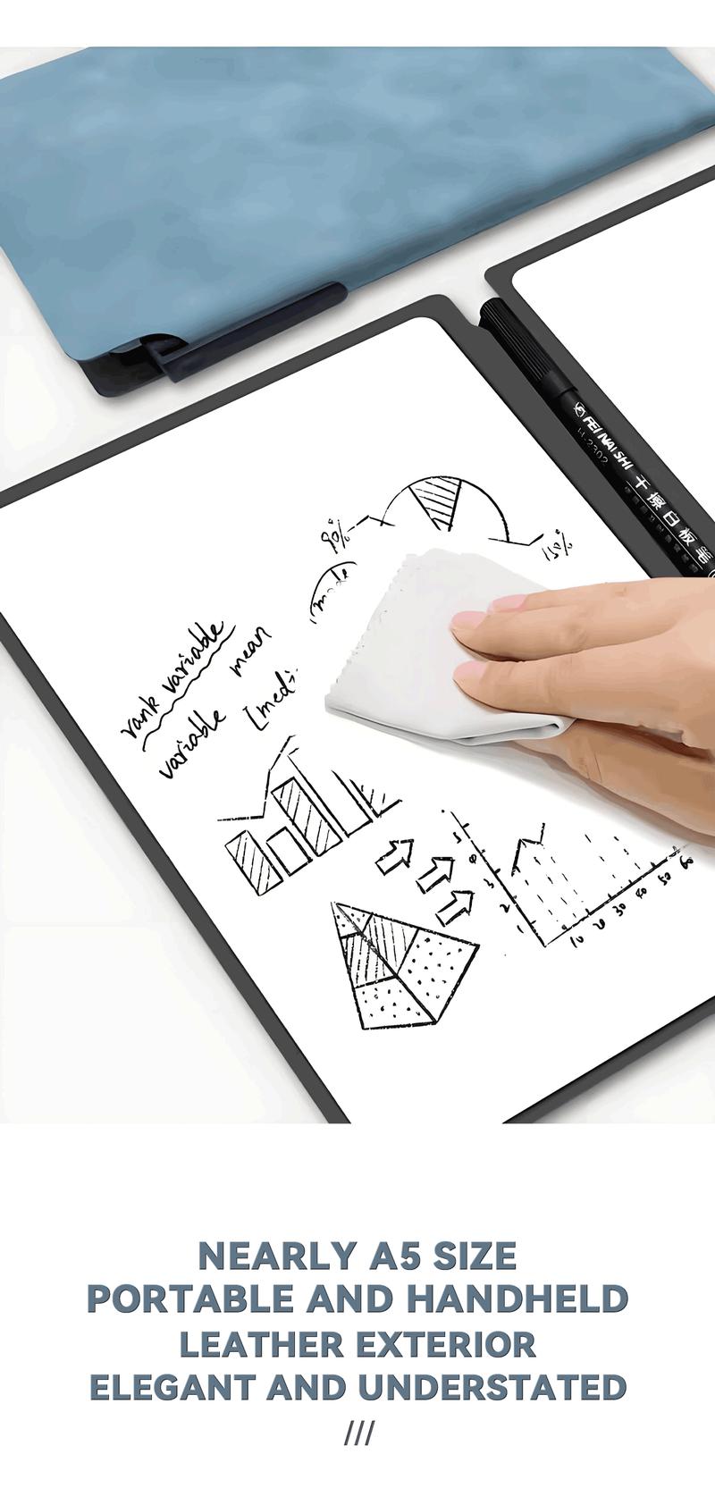 Embrink Reusable Whiteboard Notebook, PET Dry Erase Draft Book for ...