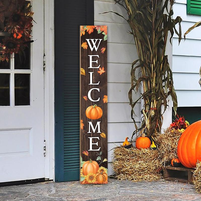 Fall Welcome Sign For Front Porch Fall Porch Sign Maple Leaf Pumpkin ...