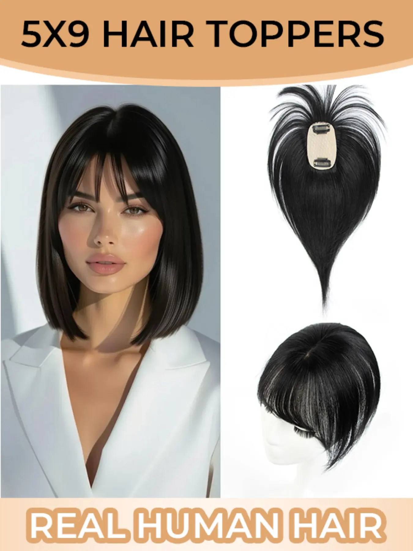 Invisible Premium Human Hair base Toppers 5*9 Human Hair Topper ...