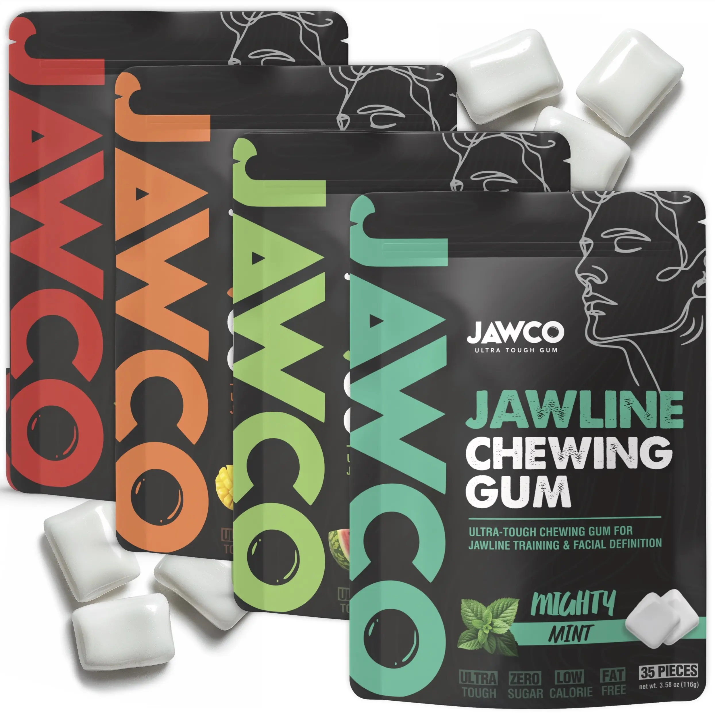 JAWCO Ultra-Tough Jawline Gum Variety Pack | Get a Stronger, Squarer ...