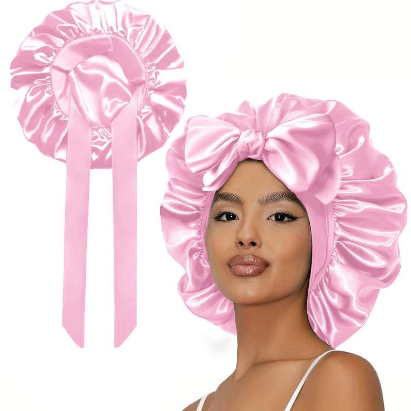 New Double Layer Satin Adjustable Bonnet with Tie Band forSleeping ...