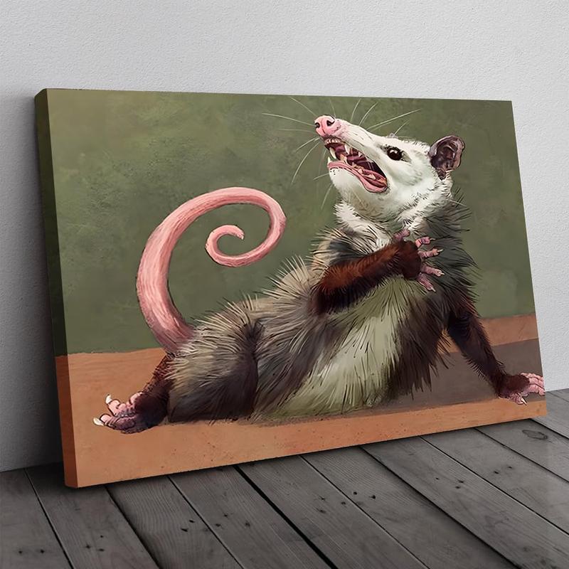 Playful Opossum Canvas Print Funny Nocturnal Animal Art for Animal ...