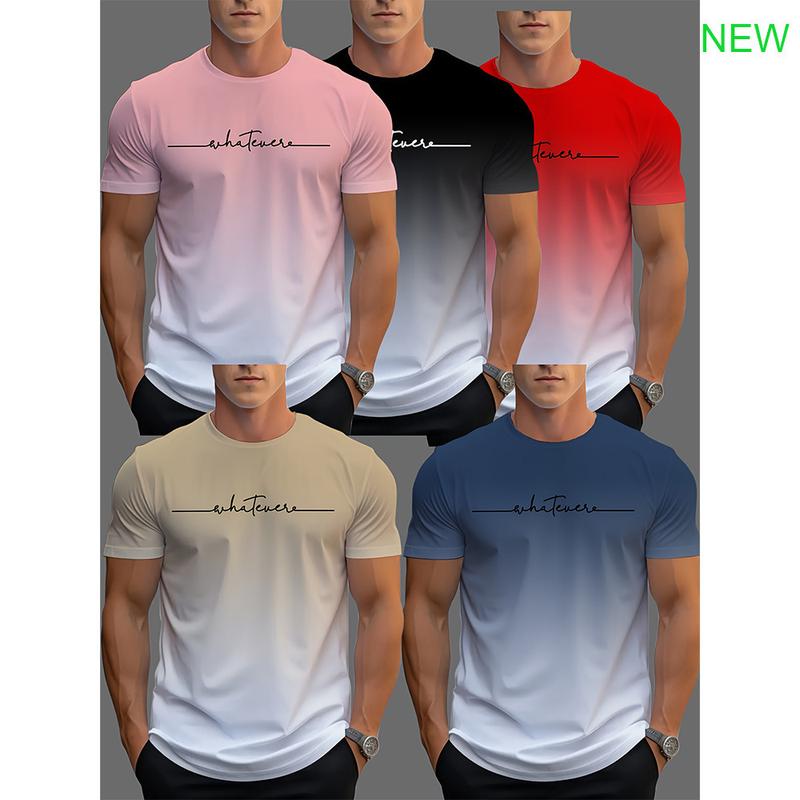 Men's summer men's sports t-shirt gradual change of color 3D printing ...