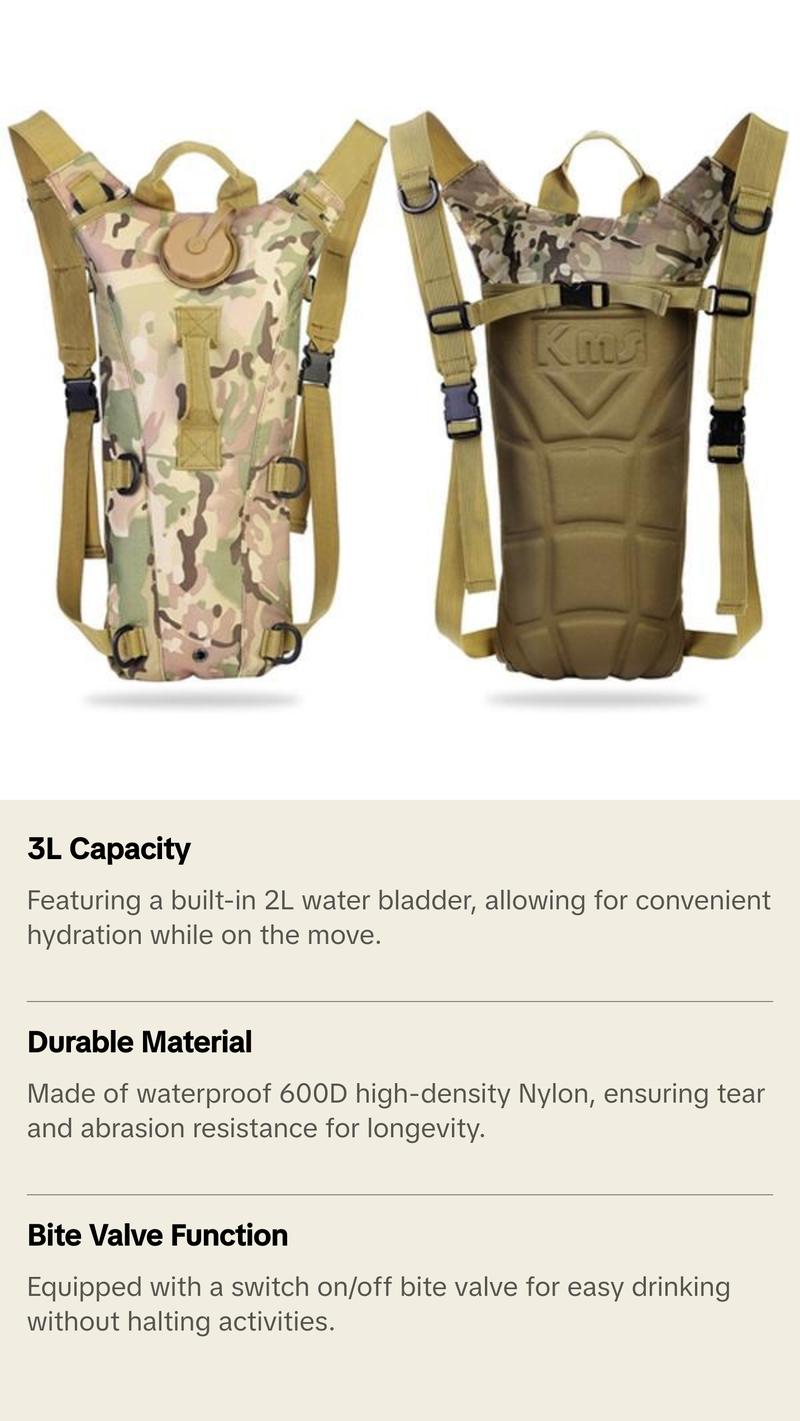 Tactical Hydration Pack with 2L Water Bladder, Lightweight Water ...