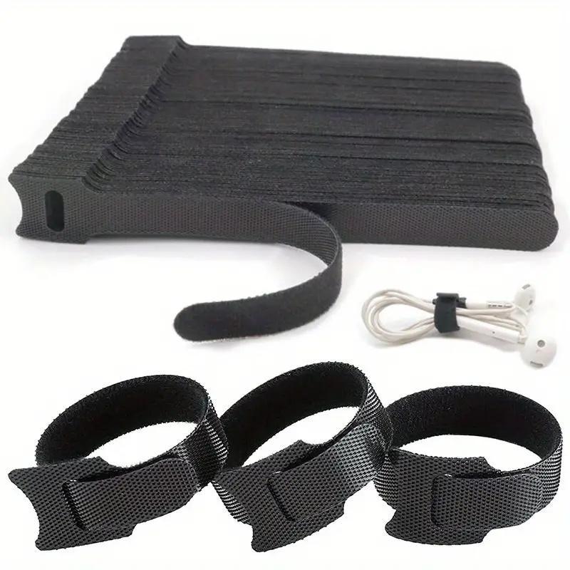 Adjustable & Reusable Cable Management Strap, 100pcs Fiber Cloth Tape ...