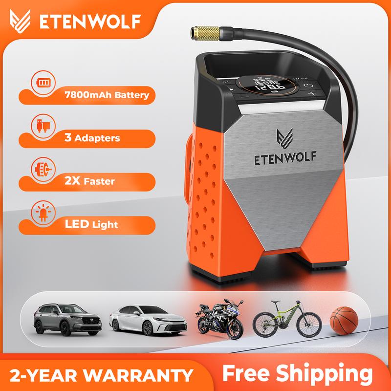 ETENWOLF 160PSI Car Air Pump & Tire Compressor, Portable Cordless ...