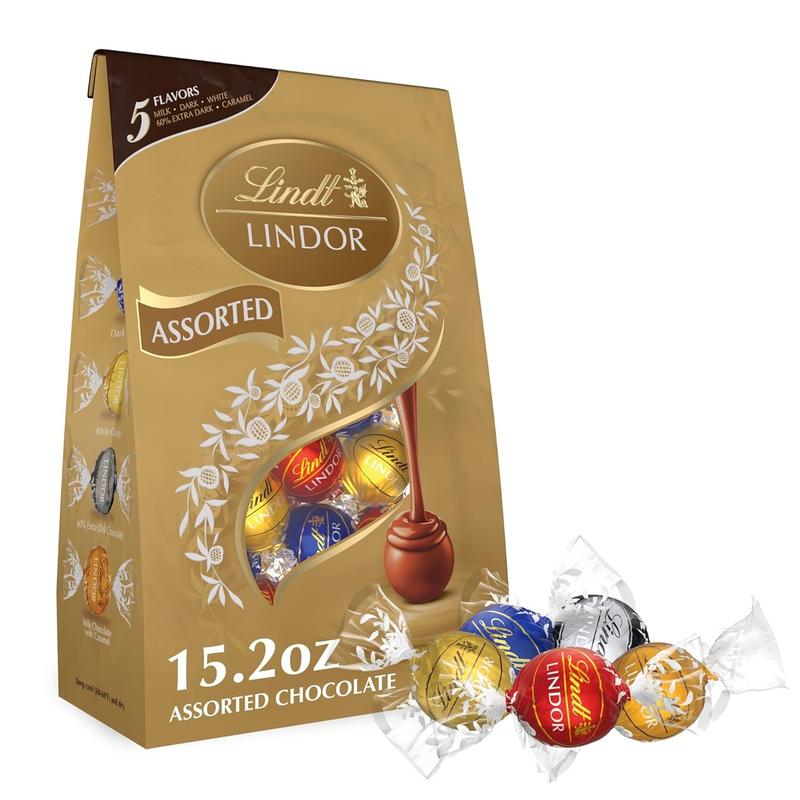 Lindt LINDOR Assorted Chocolate Truffles – 15.2 oz Bag | Premium Smooth ...