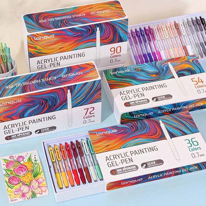 36/54/72/90 Colors Acrylic Painting Gel Pen,Retractable 0.7mm Tip,Rich ...