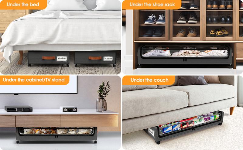 SpaceHacks 2-Pack Underbed Storage Boxes | Silent Wheels | Dustproof ...
