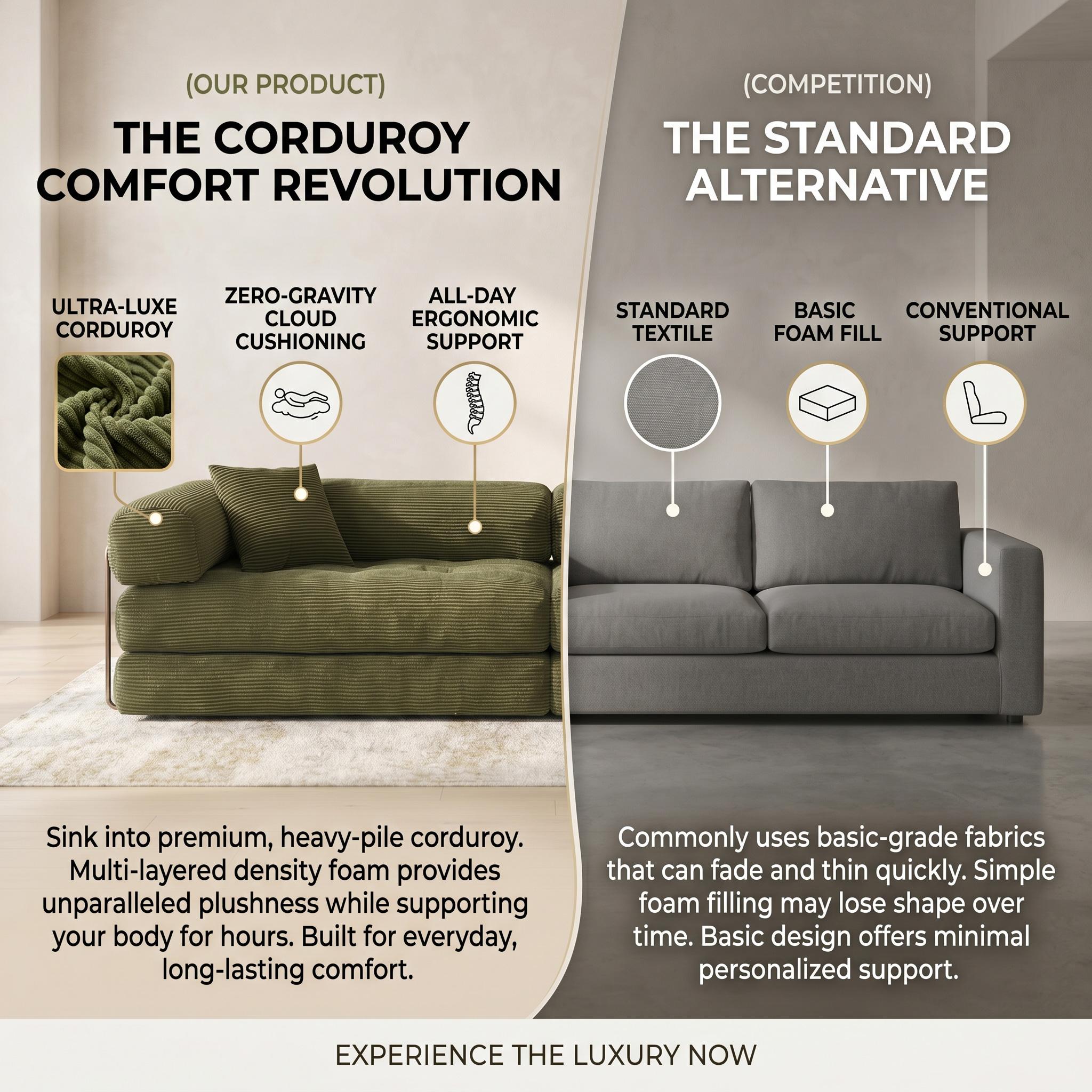 80.7" 5-in-1 Corduroy Futon Couch for Small Spaces,Convertible Sleeper ...