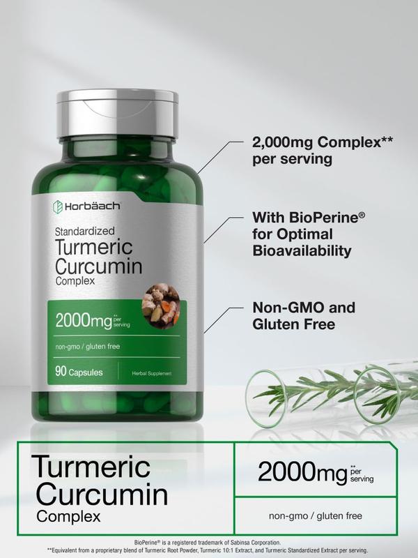 Horbäach Turmeric Curcumin Supplement 2000mg | 90 Capsules | Complex ...