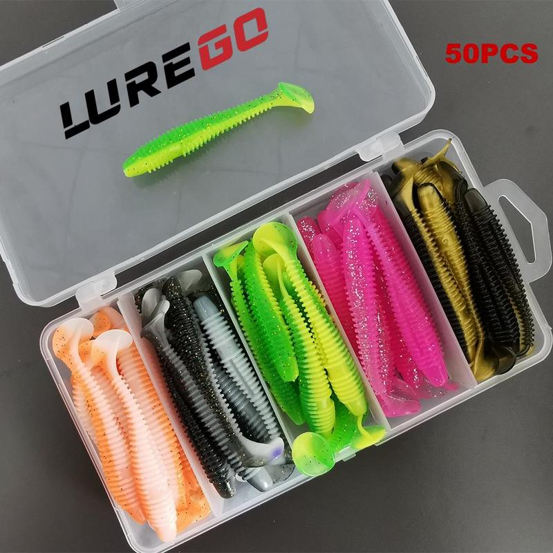 Threaded Soft Fishing Lure, 50pcs Artificial Bait With T Tail, Paddle ...