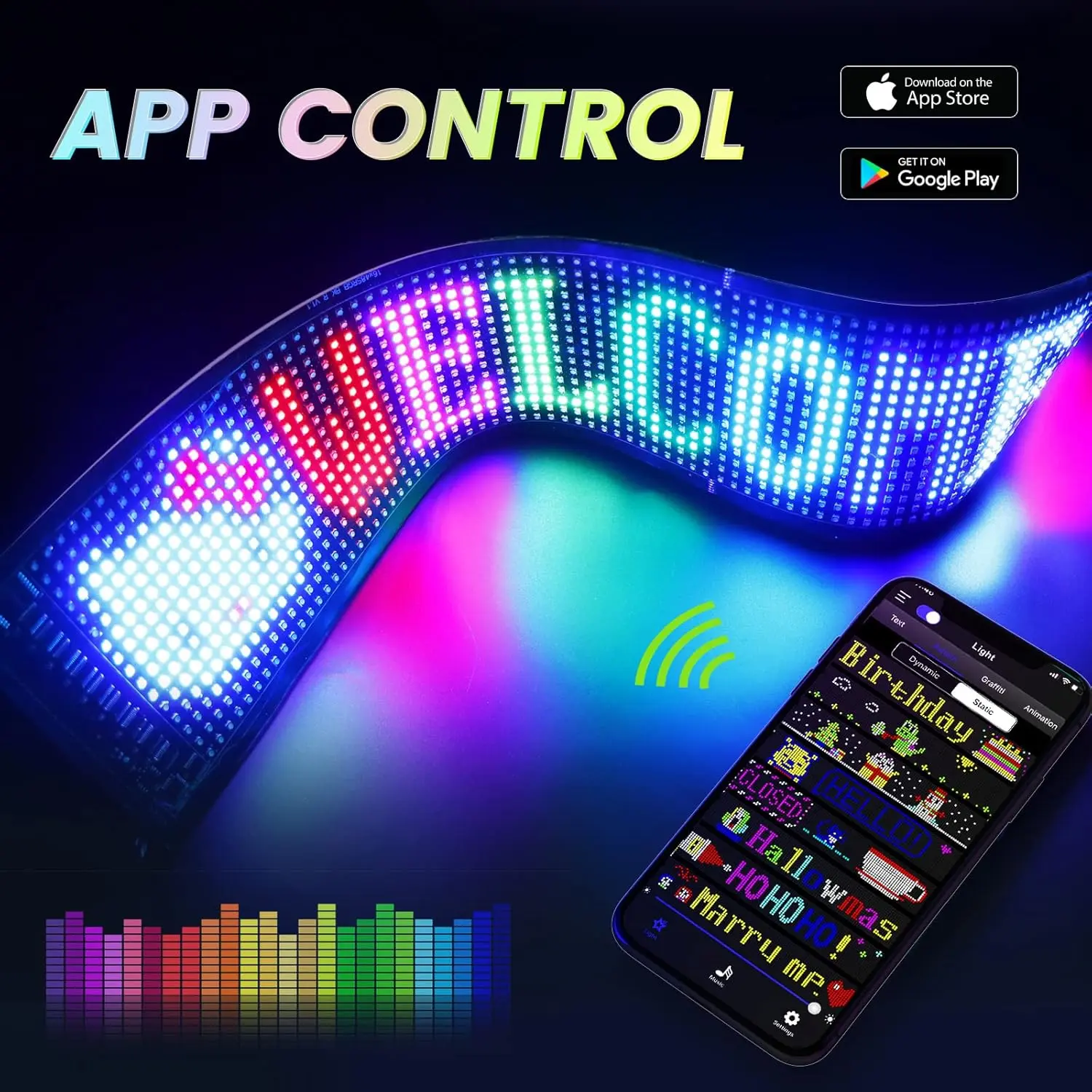 Smart LED Flexible Sign, APP Controlled Colorful Scrolling Text LED ...