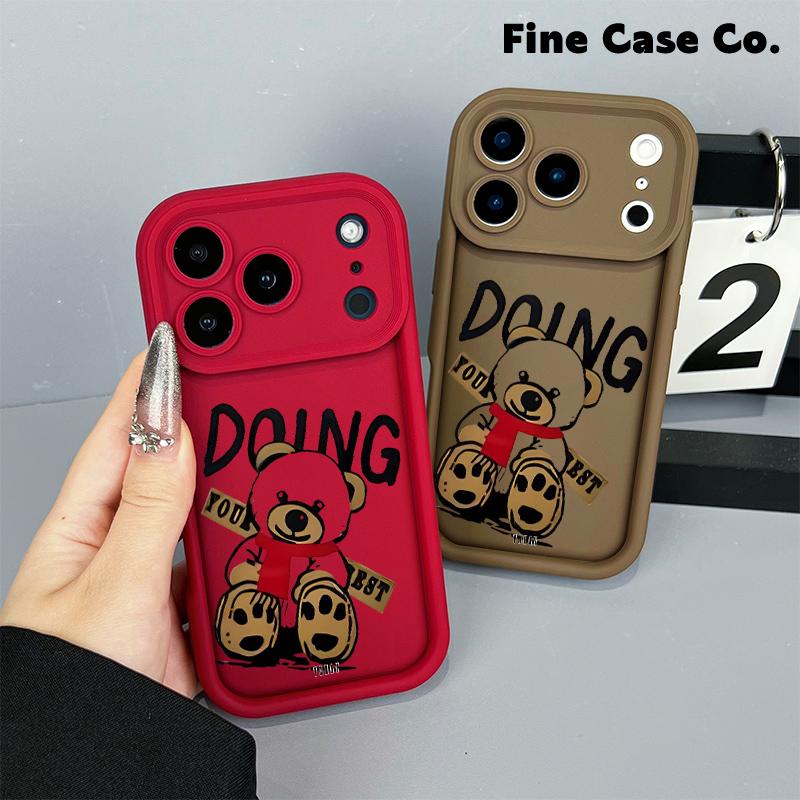 Cartoon Teddy Bear Cool Soft Phone Case for iPhone 17 Pro 16 Pro Max 15 ...
