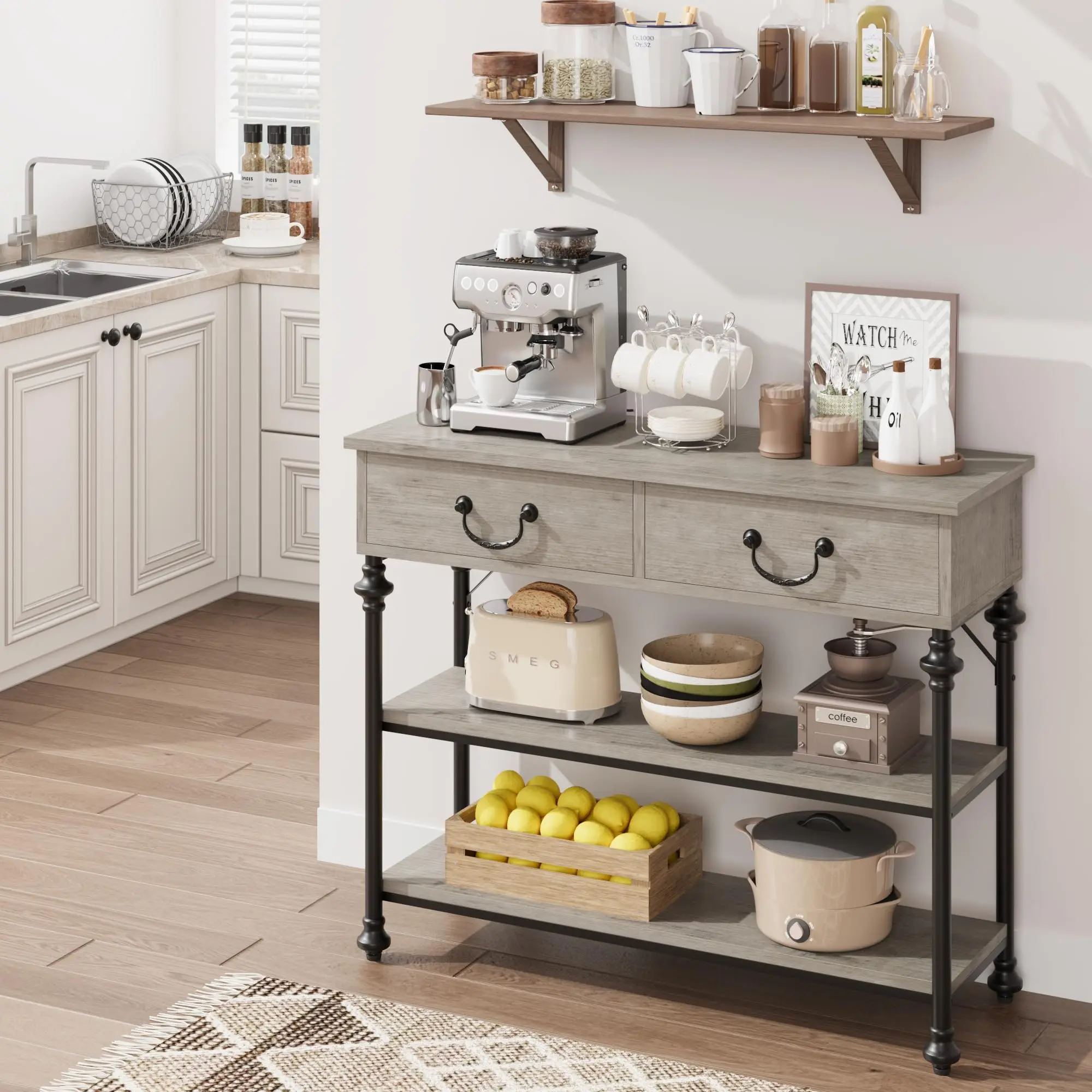 Farmhouse Entryway Console Table, 39'' Sofa Table with 2 Drawers, Entry ...