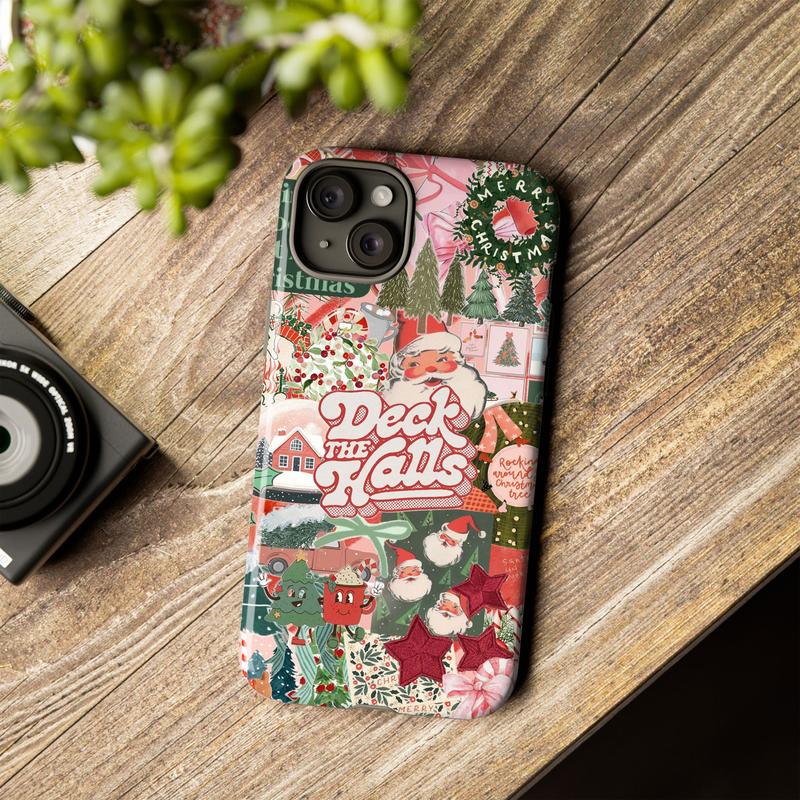 Retro Christmas Collage Phone Case, Vintage Santa & Winter Phone Case ...