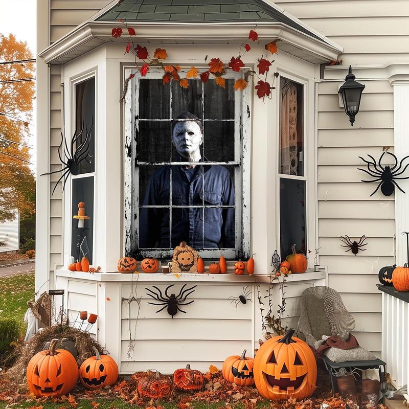 Halloween Horror Curtain, Halloween Decoration,Window Halloween Michael ...