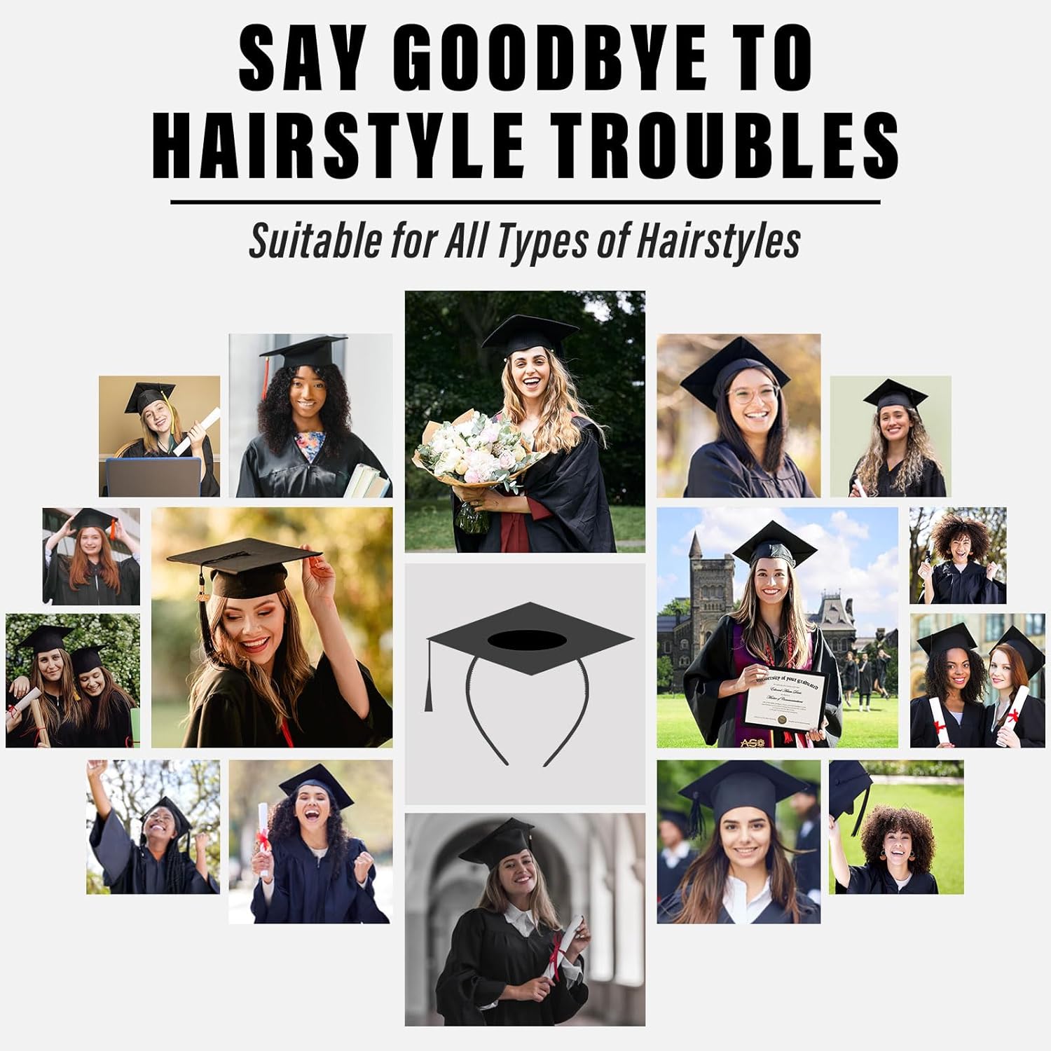 Caps off to you! No-Slip Graduation Cap Headband,Comfortable Grad Cap ...