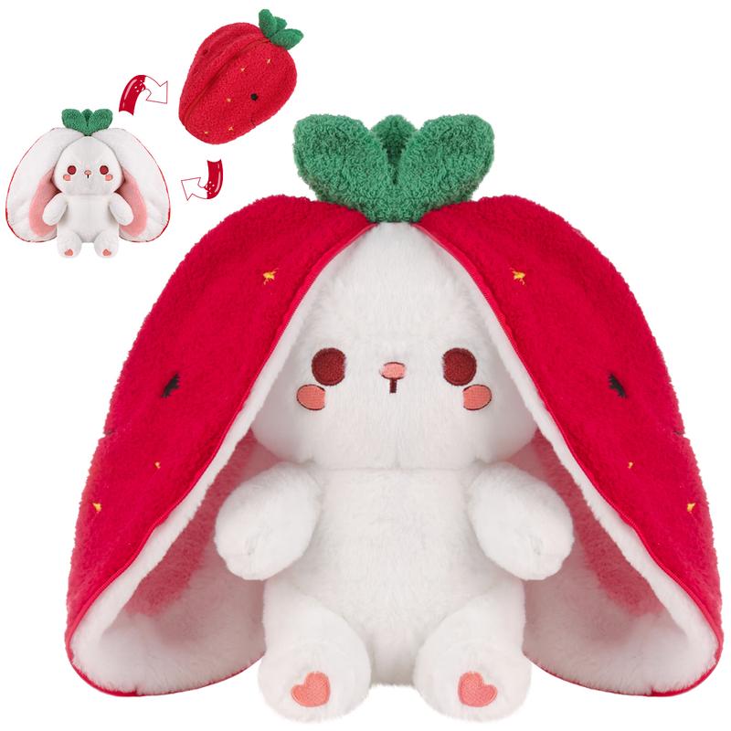 EMOIN 7-inch Strawberry Bunny, Plush Zipper, Cute Stuffy Doll,Easter ...